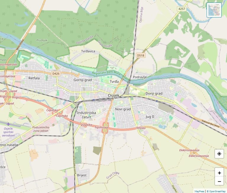 Osijek-karta | Karta Hrvatske